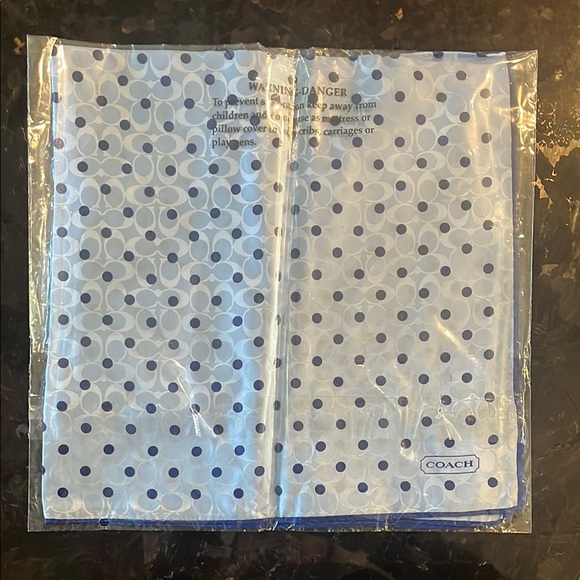 Coach | Accessories | Coach Silk Blue Logo And Polka Dot Scarf | Poshmark